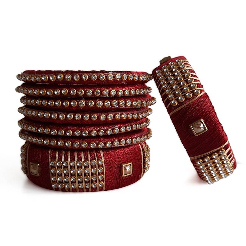 Dark Red Silk Bangles (Set of 8) - Send Gifts and Money to Nepal Online ...
