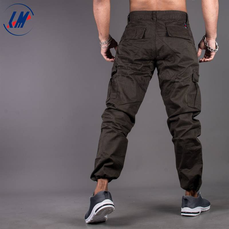 KILOMETER Casual Army Green Multi Pockets Cargo Box Pant For Men - KM ...