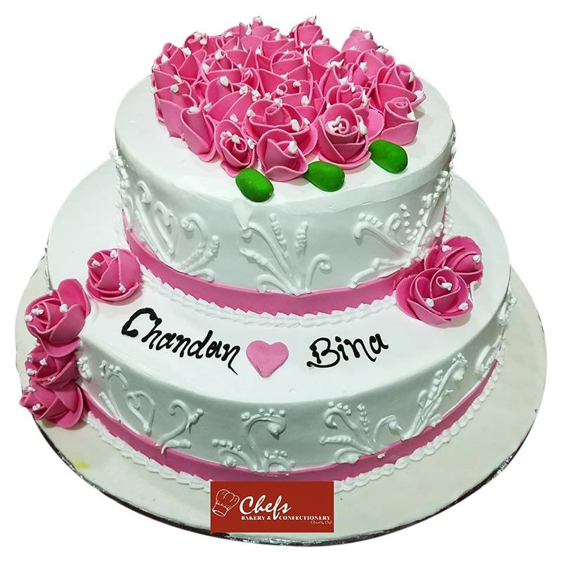 Double Decker Wedding Cake (4 Kg) by Chefs Bakery - Send Gifts for Bhai ...