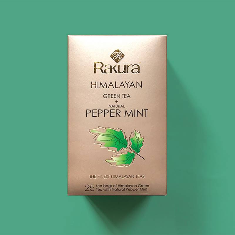 Rakura Himalayan Green Tea + Natural Peppermint (25 Tea Bags) - Send ...