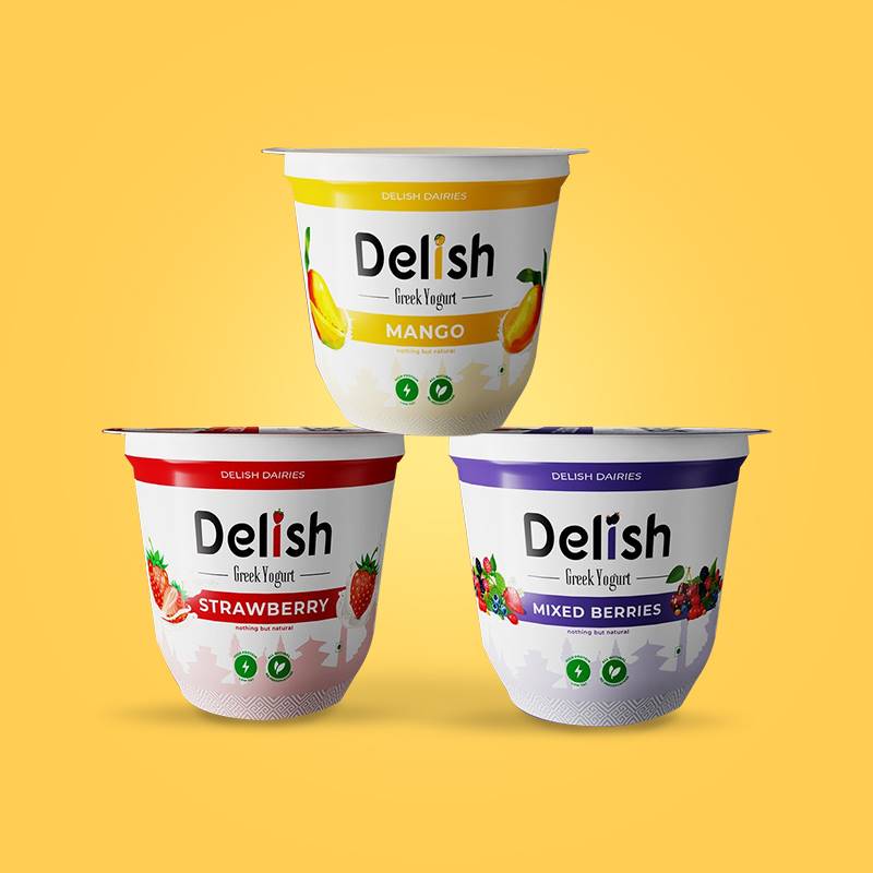 Delish Greek Yogurt (125 g x 3) - Mixed Berries, Mango & Strawberry ...