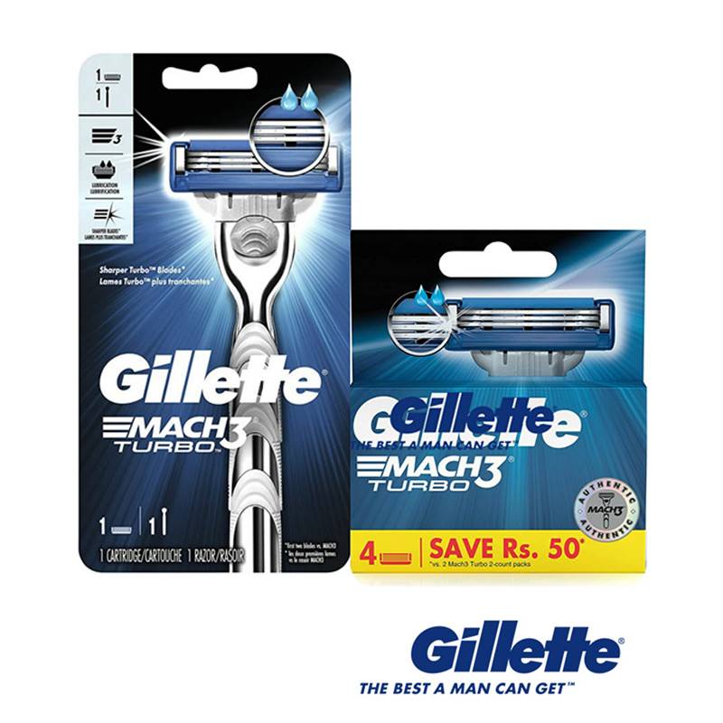 Gillette Mach 3 Turbo Razor with Mach 3 Turbo Blades (4's) - Send Gifts ...