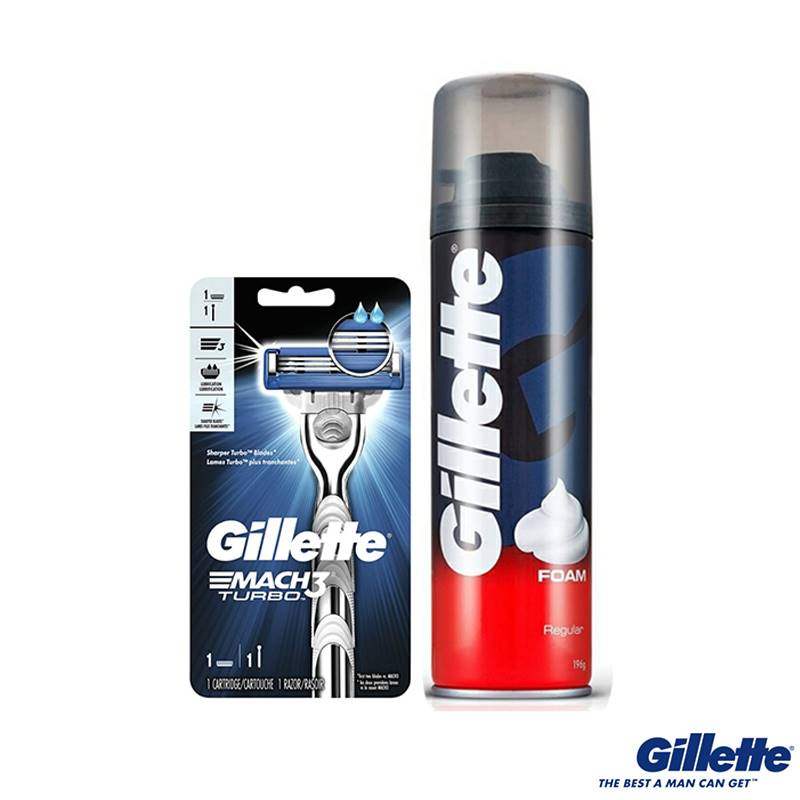 Gillette Mach 3 Turbo Razor with Gillette Foam (196 g) - Send Father's ...