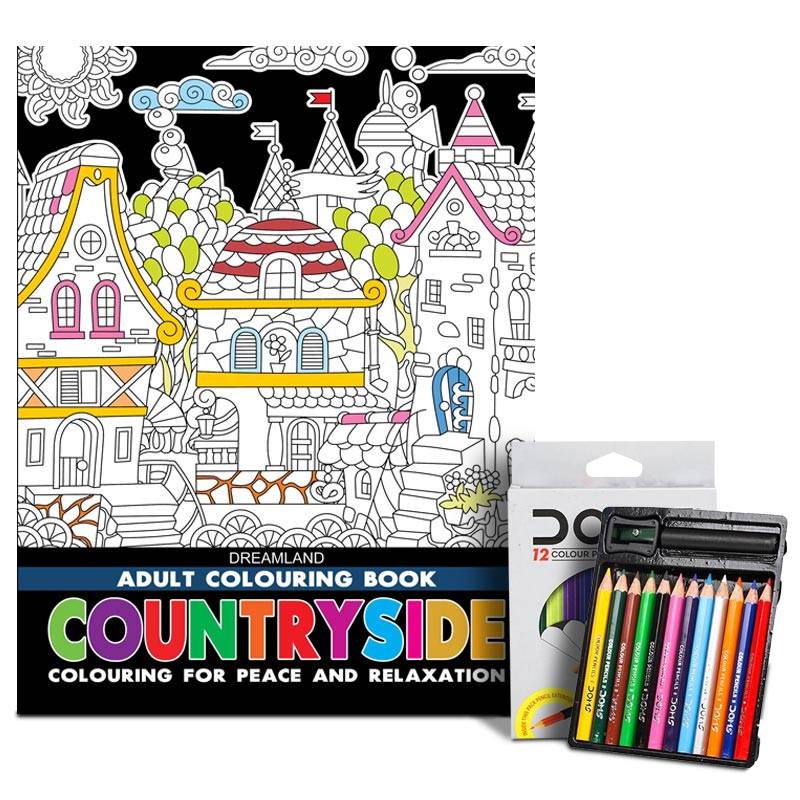 Dreamland Adult Coloring Book Countryside & DOMS Full-size Color ...