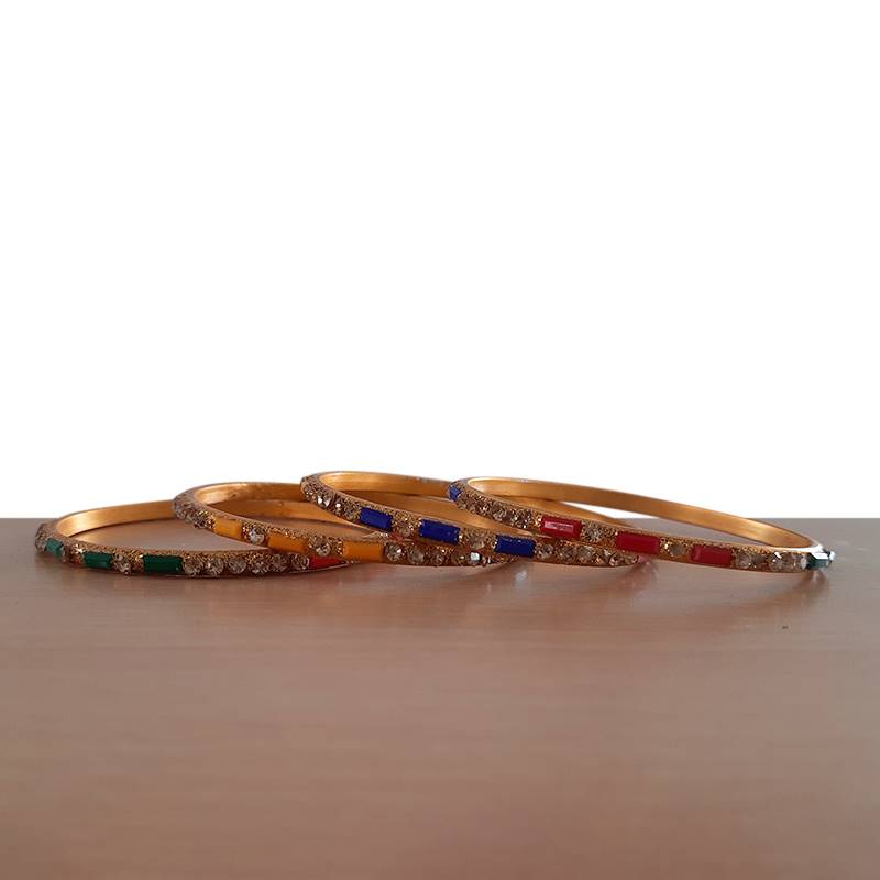 Metal Bangles with Colorful Stones (Set of 4) - Send Gifts and Money to ...