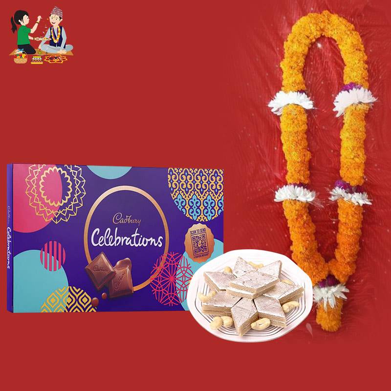 Cadbury Celebrations with Kaju Barfi and Sayapatri Mala - Send Gifts ...