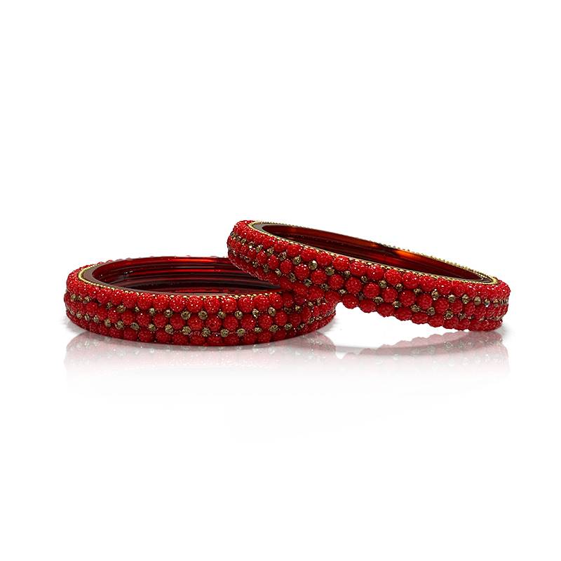 Red Muga Style Stone Bangles - Type 2 (Set of 2) - Send Father's Day ...