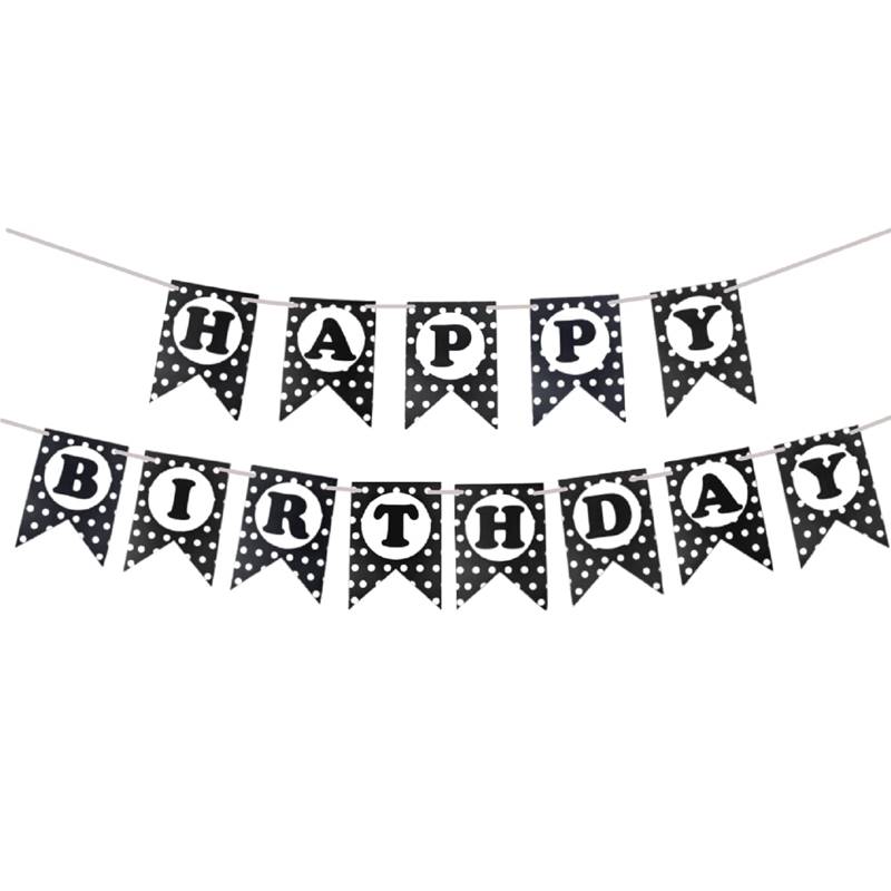 Black & White Polka Birthday Banner - Send Mother's Day Gifts and Money ...